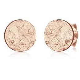 Paar Ohrstecker Elli "Pl&auml;ttchen Rund Struktur Silber 925", rosegold, Ohrringe, Damen, onesize, ohne Stein, Silber 925 (Sterlingsilber)