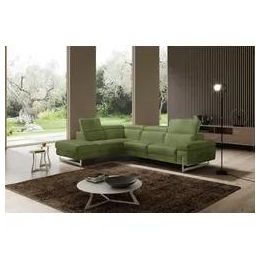 Ecksofa Egoitaliano "Candice, elegant, edel und bequem, erstklassiger Sitzkomfort, L-Form", gr&uuml;n (kiwi), B:278cm H:100cm T:221cm, Sofas, Ecksofa, inkl. 2 elektrischer Relaxfunktionen, Bedienung &uuml;ber Taste an Armlehne