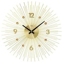 Wanduhr AMS "W9611", gold (goldfarben), Wanduhren, &Oslash; 50cm, Wanduhr, Quarzuhr,Wohnzimmer,Esszimmer,K&uuml;che,Arbeitszimmer,B&uuml;ro,Flur