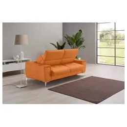 Schlafsofa Egoitaliano "Francine Designsofa, Loungesofa mit Dauerschlaffunktion, Breite 233 cm", orange, B:233cm H:100cm T:106cm, Leder &raquo;BULL&laquo; (echtes Rindsleder). Geschliffenes, pigmentiertes und behandeltes Rindsleder mit einer Dicke von 1, 3-1, 5 mm. Dieses Leder zeigt eine ziemlich weiche Hand mit einem halb undurchsichtigen Aussehen. Es handelt sich um ein gesch&uuml;tztes Leder. Eine leichte Deck