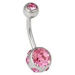 Bauchnabelpiercing Firetti "Schmuck Geschenk Piercing K&ouml;rperschmuck", bunt (stahlgrau, rosa, rosa), Piercings, Damen, Chirurgiestahl, mit Kristall