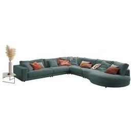Ecksofa 3C Candy "Enisa II, bequem und komfortabel, Mega Familiensofa, L-Form", blau (petrol), B:225cm H:86cm T:395cm, 100% Polyester, Sofas, Ecksofa, incl. 3 Flatterkissen, wahlweise mit Flecken-Schutz-Bezug Easy care