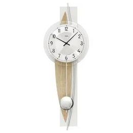 Pendelwanduhr AMS "W7455", silber (silberfarben, sonomafarben), Wanduhren, B/H/L: 23cm x 8cm x 67cm, Quarzuhr, Holz-/Aluminiumgeh&auml;use,Esszimmer,Wohnzimmer,Made in Germany