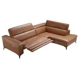 Ecksofa Egoitaliano "Martine, Multifunktionssofa mit Komfortfunktionen, edel und bequem", rot (brick), B:272cm H:96cm T:203cm, Leder &raquo;BULL&laquo; (echtes Rindsleder). Geschliffenes, pigmentiertes und behandeltes Rindsleder mit einer Dicke von 1, 3-1, 5 mm. Dieses Leder zeigt eine ziemlich weiche Hand mit einem halb undurchsichtigen Aussehen. Es handelt sich um ein gesch&uuml;tztes Leder. Eine leichte Decksch