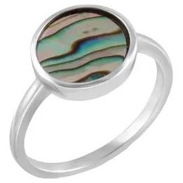 Fingerring Vivance "925 Silber rhodiniert Abalone" Gr. 19, wei&szlig;, Fingerringe, Damen, 060 (19,1), 1,19, Silber 925 (Sterlingsilber), Fingerring