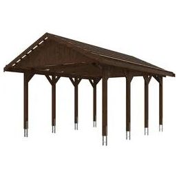 Skan Holz Einzelcarport SKANHOLZ "Wallgau", braun (nussbaum), B/H/T: 430cm x 215cm x 600cm, Carports, mit Dachlattung