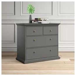 Kommode Home Affaire "Paris, Aufbewahrung, Schubladenschrank, Stauraum", grau (matt grau), B:96,2cm H:87cm T:49cm, FSC-zertifizierter Holzwerkstoff, MDF, Sideboards, Kommode, mit 4 Schubladen, Breite 96 cm, H&ouml;he 87 cm