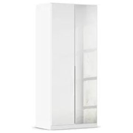 Dreht&uuml;renschrank OTTO HOME "Kleiderschrank Kleiderschr&auml;nke Schrank Garderobe AGORDO mit Glasfront", wei&szlig; (alpinwei&szlig;, glas kristallwei&szlig;), B:91cm H:210cm T:54cm, Holzwerkstoff, Schr&auml;nke, Dreht&uuml;renschrank, durchdachte Innenausstattung, in 7 Breiten und 2 H&ouml;hen MADE IN GERMANY