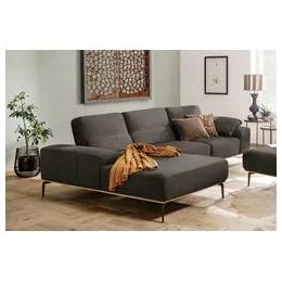 Ecksofa W.Schillig "run, Designsofa mit tollem Sitzkomfort, bequem, L-Form", grau (graphit z73), B:319cm H:88cm T:178cm, Longlife Xtra-Leder Z73: Naturwalkleder der Luxusklasse aus den erlesensten Rohh&auml;uten. Hautst&auml;rke 1, 1 &ndash; 1, 3 mm;ROHLEDER Jacquard-Flachgewebe Q2 W60 (63% Polyester, 37% Polyacryl);ROHLEDER Chenille-Flachgewebe Q2 W77 (68% Polyacryl, 32% Polyester);Stoff S37 (100% Polyester), So