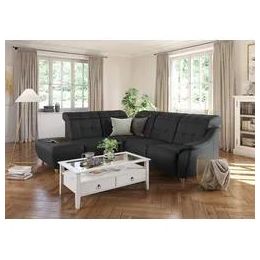 Ecksofa Home Affaire "Boston L-Form", schwarz, B:272cm, Struktur (100% Polyester);Luxus-Microfaser Florence (100% Polyester);Chenille (100% Polyester);NaturLEDER (reines Rindsleder), Sofas, Ecksofa, Kopfteilverstellung an jeder Sitzfl&auml;che, wahlweise Relaxfunktion