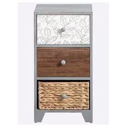 Kommode Heine HOME, grau (grau, braun), B:30cm H:56,5cm T:30cm, MDF, Massivholz, Sideboards, Kommode