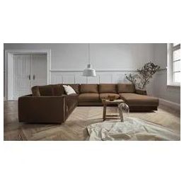 Wohnlandschaft OTTO HOME "Hobro U-Form", braun, B:348cm H:80cm T:270cm, Luxus-Microfaser Lederoptik (100% Polyester;Struktur grob (100% Polyester);Samtoptik (100% Polyester), Sofas, Wohnlandschaft, in 3 Bezugsqualit&auml;ten in vielen Farben, Design by Morten Georgsen