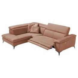 Ecksofa Egoitaliano "Martine, Multifunktionssofa mit Komfortfunktionen, edel und bequem", rot (marsala), B:272cm H:96cm T:203cm, Luxus-Micofaser Lederoptik (100% Polyester) ist ein neues technisches Gewebe mit einem visuellen und taktilen Aspekt, der dem Nubuk sehr nahe kommt, mit innovativen Eigenschaften. Seine au&szlig;erordentliche Weichheit kommt von einem exklusiven Produktionsprozess, der Unreinh