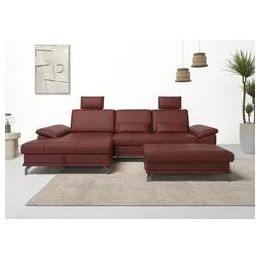 Ecksofa OTTO HOME "Costello L-Form, B: 301 cm mit Sitztiefen-, Armteilverstellung &", rot (merlot), B:301cm H:89cm T:176cm, Luxus-Microfaser (90% Polyester, 10% Polyamid);Samtoptik (100% Polyester), Sofas, Ecksofa, 3 Nierenkissen, optional Bettfunktion & Bettkasten