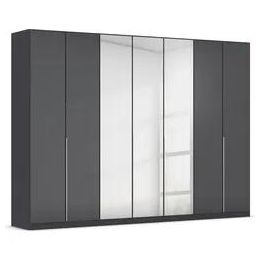 Dreht&uuml;renschrank OTTO HOME "Kleiderschrank Kleiderschr&auml;nke Schrank Garderobe AGORDO mit Glasfront", grau (graumetallic, glas basalt), B:315cm H:229cm T:54cm, Holzwerkstoff, Schr&auml;nke, Dreht&uuml;renschrank, durchdachte Innenausstattung, in 8 Breiten und 2 H&ouml;hen MADE IN GERMANY