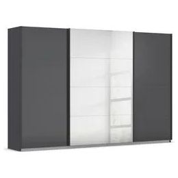 Schwebet&uuml;renschrank OTTO HOME "Kleiderschrank Kleiderschr&auml;nke Schrank Garderobe AGORDO mit Glasfront", grau (graumetallic, glas basalt), B:315cm H:210cm T:62cm, Holzwerkstoff, Schr&auml;nke, Schwebet&uuml;renschrank, durchdachte Innenausstattung, in 4 Breiten und 2 H&ouml;hen MADE IN GERMANY