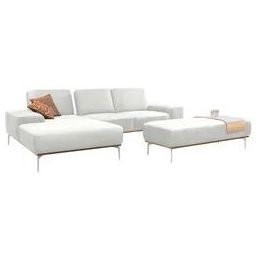 Ecksofa W.Schillig "run, Designsofa mit tollem Sitzkomfort, L-Form", wei&szlig; (wei&szlig; z73), B:279cm H:88cm T:178cm, Longlife Xtra-Leder Z73: Naturwalkleder der Luxusklasse aus den erlesensten Rohh&auml;uten. Hautst&auml;rke 1, 1 &ndash; 1, 3 mm;ROHLEDER Jacquard-Flachgewebe Q2 W60 (63% Polyester, 37% Polyacryl);ROHLEDER Chenille-Flachgewebe Q2 W77 (68% Polyacryl, 32% Polyester);Stoff S37 (100% Polyester), Sofas, Ecksof