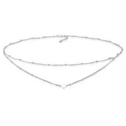 Collier Elli "Choker Layer Kugelkette Herz 925 Silber" Gr. 36, silber, Halsketten, Damen, 36, ohne Stein, Silber 925 (Sterlingsilber), L: 36, Collier