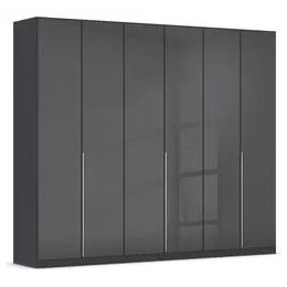 Dreht&uuml;renschrank OTTO HOME "Kleiderschrank Kleiderschr&auml;nke Schrank Garderobe AGORDO mit Glasfront", grau (graumetallic, glas basalt), B:271cm H:229cm T:54cm, Holzwerkstoff, Schr&auml;nke, Dreht&uuml;renschrank, durchdachte Innenausstattung, in 7 Breiten und 2 H&ouml;hen MADE IN GERMANY, Topseller