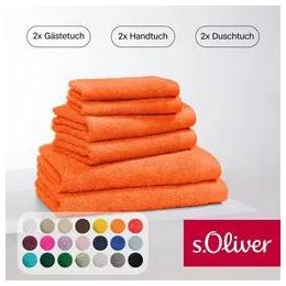 Handtuch Set s.Oliver "s.Oliver, Premium Qualit&auml;t, 600 gr/m2", orange, 6 Stk., Walkfrottier, Walkfrottier, Obermaterial: 100% Baumwolle, Handtuch-Sets, 2 G&auml;stet&uuml;cher 30x50, 2 Handt&uuml;cher 50x100, 2 Duscht&uuml;cher 70x140