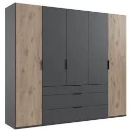 Dreht&uuml;renschrank wimex "Burgos by fresh to go", grau (front und korpus graphit, absetzung viking oak nachbildung), B:250cm H:216cm T:58cm, Schr&auml;nke, Dreht&uuml;renschrank, mit extra gro&szlig;en Schubladen