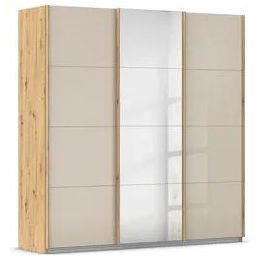 Schwebet&uuml;renschrank OTTO HOME "Kleiderschrank Kleiderschr&auml;nke Schrank Garderobe AGORDO mit Glasfront", beige (eiche artisan, glas beige (champagner)), B:203cm H:210cm T:62cm, Holzwerkstoff, Schr&auml;nke, Schwebet&uuml;renschrank, durchdachte Innenausstattung, in 4 Breiten und 2 H&ouml;hen MADE IN GERMANY