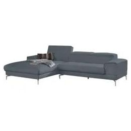 Ecksofa W.Schillig "piedroo, Designsofa mit tollem Sitzkomfort, bequem und elegant, L-Form", blau (blau z69), B:303cm H:70cm T:193cm, Longlife Xtra-Leder Z69: Das feinnarbige, gedeckte Softleder Z69 besticht durch seine au&szlig;ergew&ouml;hnliche Weichheit im trendigen &raquo;Vintage-Look&laquo;, Hautst&auml;rke 0, 9 - 1, 1 mm, Sofas, Ecksofa, Kopfteilverstellung, wahlweise mit Sitztiefenverstellung, Breite 303cm