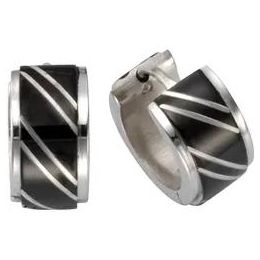 Paar Creolen Firetti "Schmuck Geschenk teilweise schwarz", silber (silberfarben, schwarz), Ohrringe, Herren, 13,5mm, Edelstahl, mit Lack