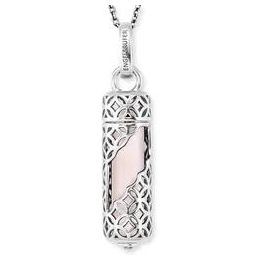 Kette mit Anh&auml;nger Engelsrufer "POWERFUL STONE ROSENQUARZ" Gr. M, bunt (silberfarben, rosa), Halsketten, Damen, M, Silber 925 (Sterlingsilber), L: 60, mit Rosenquarz