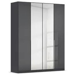 Dreht&uuml;renschrank OTTO HOME "Kleiderschrank Kleiderschr&auml;nke Schrank Garderobe AGORDO mit Glasfront", grau (graumetallic, glas basalt), B:181cm H:229cm T:54cm, Holzwerkstoff, Schr&auml;nke, Dreht&uuml;renschrank, durchdachte Innenausstattung, in 7 Breiten und 2 H&ouml;hen MADE IN GERMANY