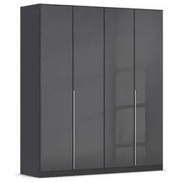 Dreht&uuml;renschrank OTTO HOME "Kleiderschrank Kleiderschr&auml;nke Schrank Garderobe AGORDO mit Glasfront", grau (graumetallic, glas basalt), B:181cm H:210cm T:54cm, Holzwerkstoff, Schr&auml;nke, Dreht&uuml;renschrank, durchdachte Innenausstattung, in 7 Breiten und 2 H&ouml;hen MADE IN GERMANY, Topseller