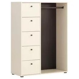 Kleiderschrank Schildmeyer "Lovund, Breite 98 cm", beige (cremebeige), B:98cm H:132cm T:40cm, FSC-zertifizierter Holzwerkstoff, Schr&auml;nke, Kleiderschrank, Mit 5 Schubladen und Kleiderstange