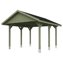 Skan Holz Einzelcarport SKANHOLZ "Wallgau", gr&uuml;n, B/H/T: 430cm x 215cm x 500cm, Carports, mit schwarzen Dachschindeln