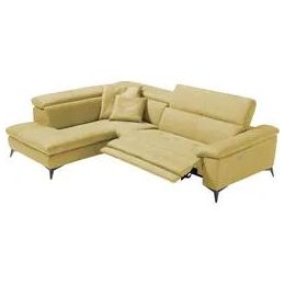 Ecksofa Egoitaliano "Martine, Multifunktionssofa mit Komfortfunktionen, edel und bequem", gelb, B:272cm H:96cm T:203cm, Luxus-Micofaser Lederoptik (100% Polyester) ist ein neues technisches Gewebe mit einem visuellen und taktilen Aspekt, der dem Nubuk sehr nahe kommt, mit innovativen Eigenschaften. Seine au&szlig;erordentliche Weichheit kommt von einem exklusiven Produktionsprozess, der Unreinheiten und