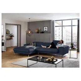 Ecksofa W.Schillig "piedroo, Designsofa mit tollem Sitzkomfort, bequem und elegant, L-Form", blau (blau z59), B:303cm H:70cm T:193cm, Longlife Xtra-Leder Z59: Glattleder mit modischer Pr&auml;gung. Hautst&auml;rke 0, 9 - 1, 1 mm, Sofas, Ecksofa, Kopfteilverstellung, wahlweise mit Sitztiefenverstellung, Breite 303cm