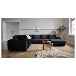 Wohnlandschaft OTTO HOME "Hobro U-Form", schwarz, B:348cm H:80cm T:270cm, Luxus-Microfaser Lederoptik (100% Polyester;Struktur grob (100% Polyester);Samtoptik (100% Polyester), Sofas, Wohnlandschaft, in 3 Bezugsqualit&auml;ten in vielen Farben, Design by Morten Georgsen