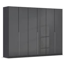 Dreht&uuml;renschrank OTTO HOME "Kleiderschrank Kleiderschr&auml;nke Schrank Garderobe AGORDO mit Glasfront", grau (graumetallic, glas basalt), B:271cm H:210cm T:54cm, Holzwerkstoff, Schr&auml;nke, Dreht&uuml;renschrank, durchdachte Innenausstattung, in 7 Breiten und 2 H&ouml;hen MADE IN GERMANY, Topseller