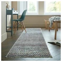 Teppich FLAIR RUGS "Camino", blau, B:66cm H:8mm L:300cm, Kunstfaser, Teppiche, Teppich, Flachgewebe, Skandi, Esszimmer, Wohnzimmer, Flur
