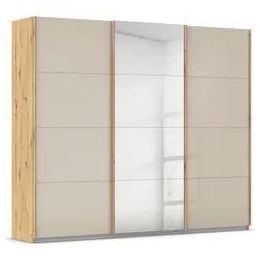 Schwebet&uuml;renschrank OTTO HOME "Kleiderschrank Kleiderschr&auml;nke Schrank Garderobe AGORDO mit Glasfront", beige (eiche artisan, glas beige (champagner)), B:271cm H:229cm T:62cm, Holzwerkstoff, Schr&auml;nke, Schwebet&uuml;renschrank, durchdachte Innenausstattung, in 4 Breiten und 2 H&ouml;hen MADE IN GERMANY