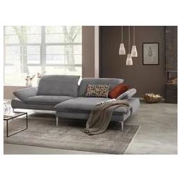 Ecksofa W.Schillig "enjoy&MORE, Designsofa, elegant und bequem, L-Form", grau (dolphin r66), B:294cm H:87cm T:185cm, Chenille-Flachgewebe R66 (85% Polyester, 15% Nylon);Longlife Xtra-Leder Z59: Glattleder mit modischer Pr&auml;gung. Hautst&auml;rke 0, 9 - 1, 1 mm;Stoff S37 (100% Polyester), Sofas, Ecksofa, mit Sitztiefenverstellung, F&uuml;&szlig;e Chrom gl&auml;nzend, Breite 294 cm