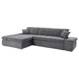 Ecksofa DOMO collection "Moric Luxus - B/T/H 300/172/80 cm, XXL-Format", grau, B:300cm H:80cm T:172cm, Chenille (85% Polyester, 15% Acryl), Sofas, Ecksofa, L-Form, 140kg Belastung/Sitz, Chenilleoptik, grau