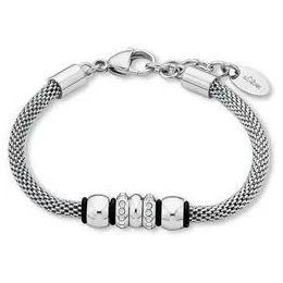 Armband s.Oliver "9240135", schwarz (edelstahlfarben, schwarz, wei&szlig;), Armb&auml;nder, Damen, 21cm, Edelstahl Kautschuk, Edelstahl, Kautschuk, Armband, mit Kristall