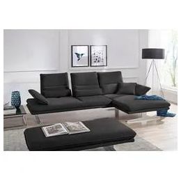 Ecksofa W.Schillig "broadway, Designsofa mit tollem Sitzkomfort, L-Form", grau (anthrazit s37), B:291cm H:94cm T:164cm, Stoff S37 (100% Polyester): Luxus-Microfaser in Lederoptik, Sofas, Ecksofa, Sitztiefenverstellung, Kopfteil- & Seitenteilverstellung, Breite 291cm