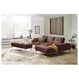 Ecksofa W.Schillig "run, Designsofa mit tollem Sitzkomfort, L-Form", rot (rosso marone z73), B:299cm H:88cm T:178cm, Longlife Xtra-Leder Z73: Naturwalkleder der Luxusklasse aus den erlesensten Rohh&auml;uten. Hautst&auml;rke 1, 1 &ndash; 1, 3 mm;ROHLEDER Jacquard-Flachgewebe Q2 W60 (63% Polyester, 37% Polyacryl);ROHLEDER Chenille-Flachgewebe Q2 W77 (68% Polyacryl, 32% Polyester);Stoff S37 (100% Polyester), Sofas,