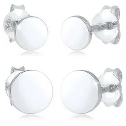 Ohrring-Set Elli "Disc Pl&auml;ttchen Kreis Basic 2er Set 925 Silber", silber, Ohrringe, Damen, onesize, ohne Stein, Silber 925 (Sterlingsilber)