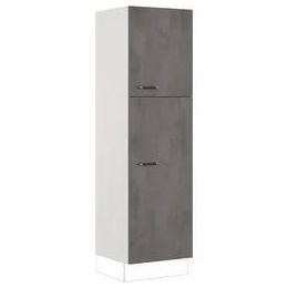 Seitenschrank IMPULS K&Uuml;CHEN "Prag", Breite/H&ouml;he: 60/205,1 cm", grau (beton, optik schiefer dunkelgrau), B:60cm H:205,1cm T:57,6cm, Dekorfolie, Holzwerkstoff, Schr&auml;nke, Seitenschrank, vormontiert, mit Dreht&uuml;ren, mit verstellbarem Fachboden