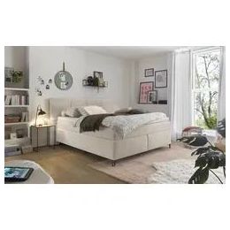 Boxspringbett "Fairfield", beige, B:204cm L:218cm, 92% Polyester, 8% Nylon, SET ONE BY Musterring, Komplettbetten, Boxspringbett, mit Metallfu&szlig; schwarz, Wendematratze, Breite 160 oder 180 cm, Topseller