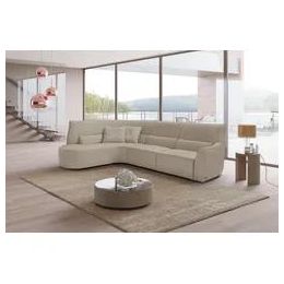 Ecksofa Egoitaliano "Puffy, extravagant & edel, Retro Designsofa, hoher Sitzkomfort, L-Form", grau (opal grau), B:330cm H:88cm T:205cm, Luxus-Micofaser Lederoptik (100% Polyester) ist ein neues technisches Gewebe mit einem visuellen und taktilen Aspekt, der dem Nubuk sehr nahe kommt, mit innovativen Eigenschaften. Seine au&szlig;erordentliche Weichheit kommt von einem exklusiven Produktionsprozess, der 