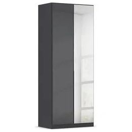 Dreht&uuml;renschrank OTTO HOME "Kleiderschrank Kleiderschr&auml;nke Schrank Garderobe AGORDO mit Glasfront", grau (graumetallic, glas basalt), B:91cm H:229cm T:54cm, Holzwerkstoff, Schr&auml;nke, Dreht&uuml;renschrank, durchdachte Innenausstattung, in 7 Breiten und 2 H&ouml;hen MADE IN GERMANY