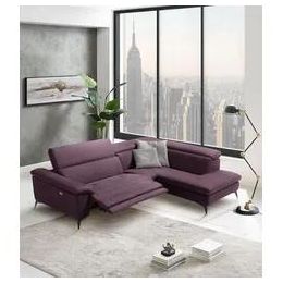 Ecksofa Egoitaliano "Martine, Multifunktionssofa mit Komfortfunktionen, edel und bequem", lila (plum), B:272cm H:96cm T:203cm, Sofas, Ecksofa, mit Ottomane, elektrischer Relaxfunktion und Kopfteilverstellung